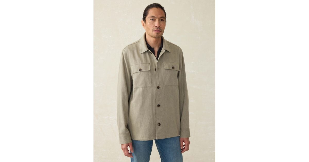 Faherty Movement& Linen Shirt Jacket in Natural for Men | Lyst