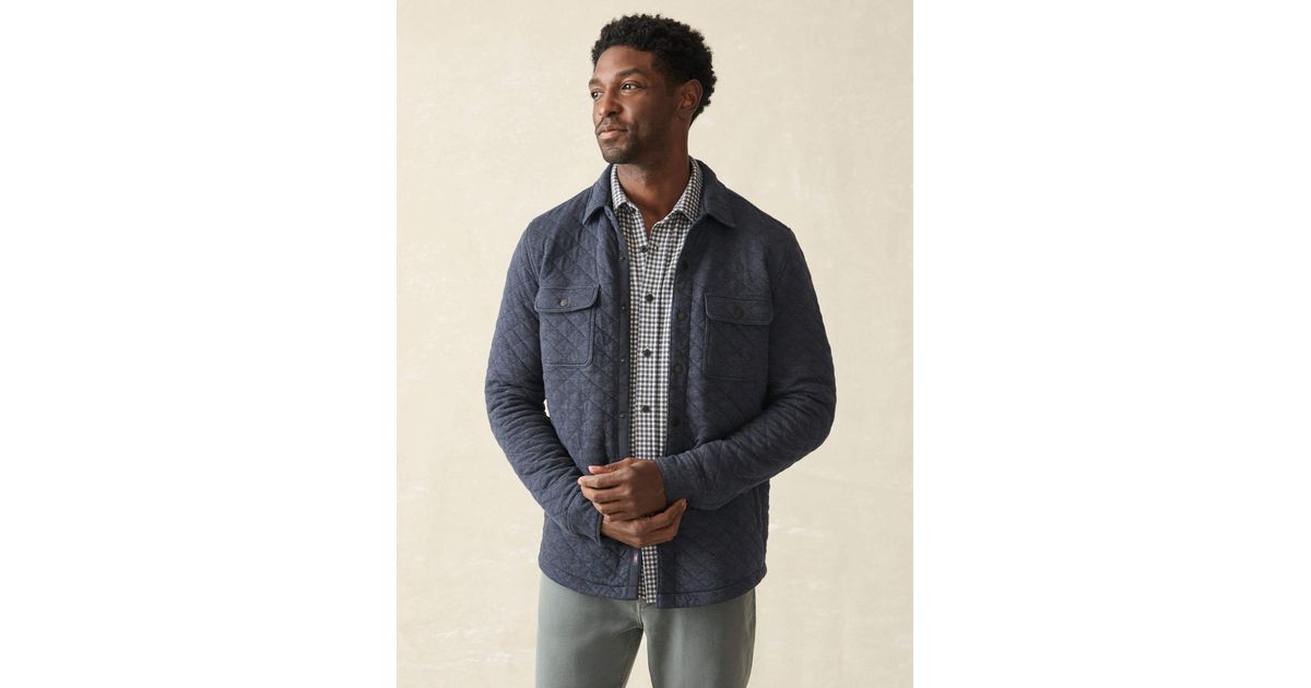 Faherty Epic Quilted Fleece Shirt Jacket Cpo in Blue for Men | Lyst