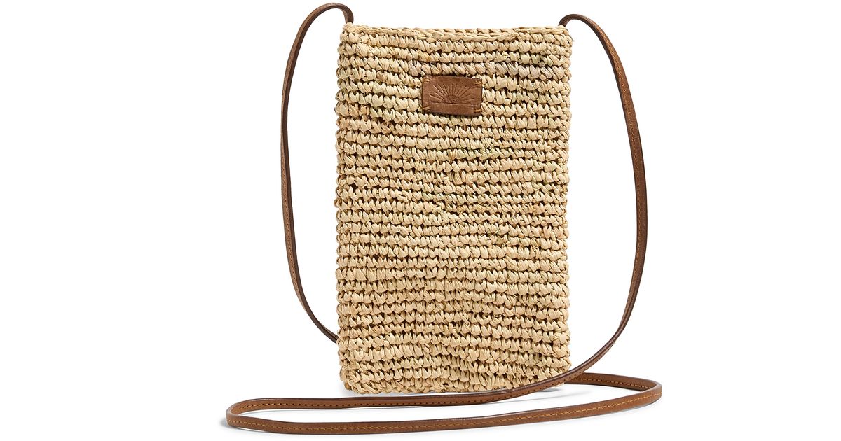 Faherty Raffia Phone Bag in Natural | Lyst
