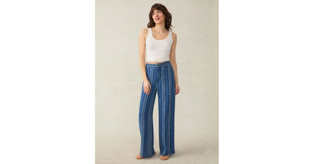 Faherty Sun Strider Linen Pants in Blue | Lyst