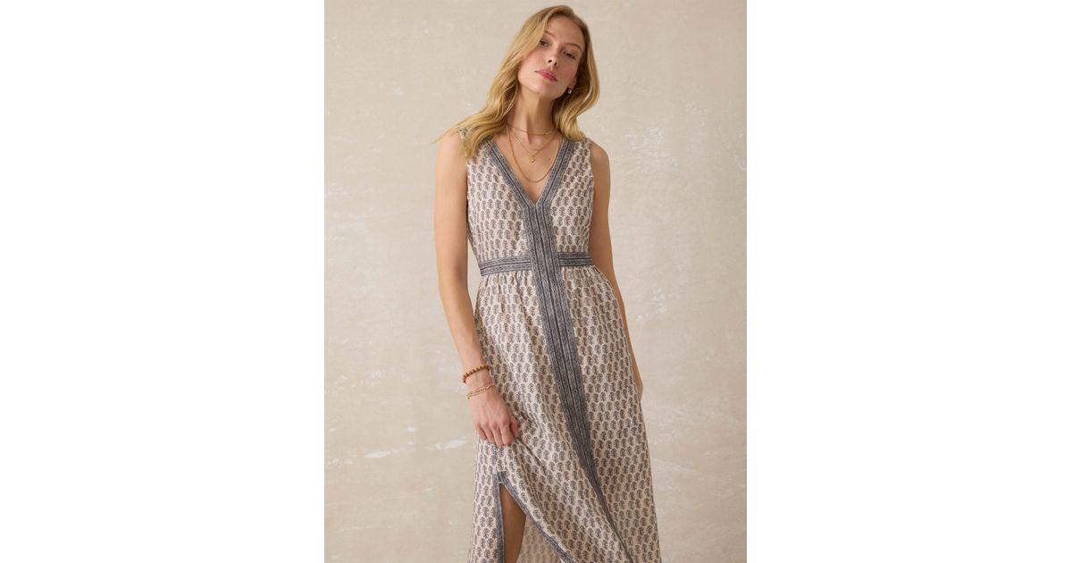 Faherty Macey Linen Maxi Dress in Brown | Lyst