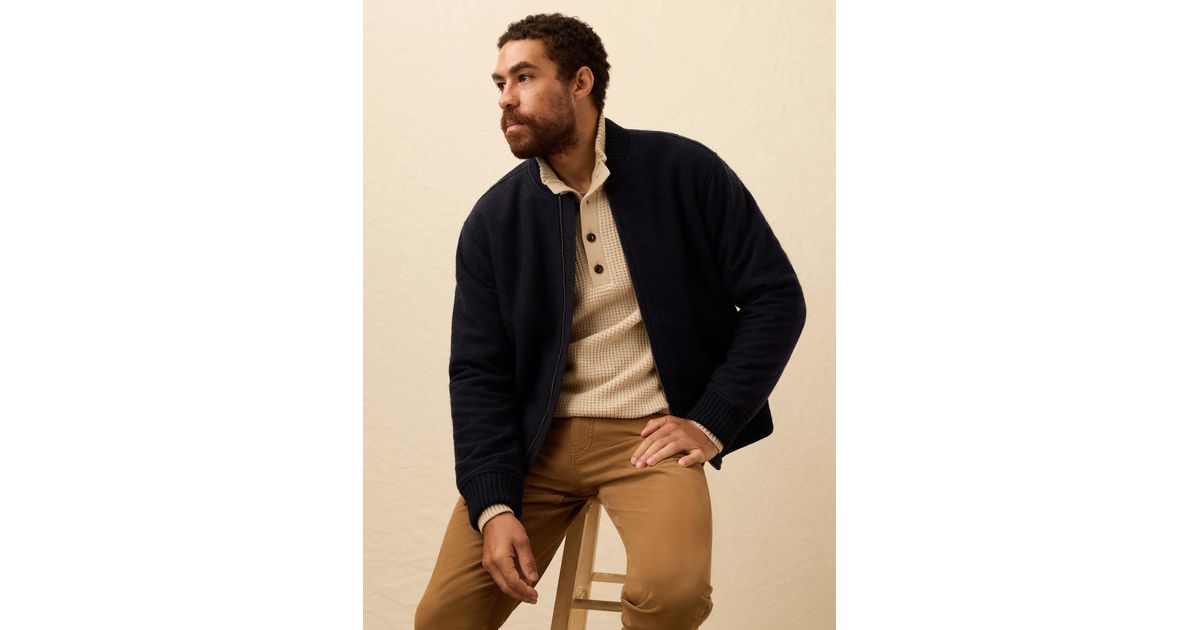 Faherty Range Fleece Lined Bomber Jackets in Blue for Men | Lyst