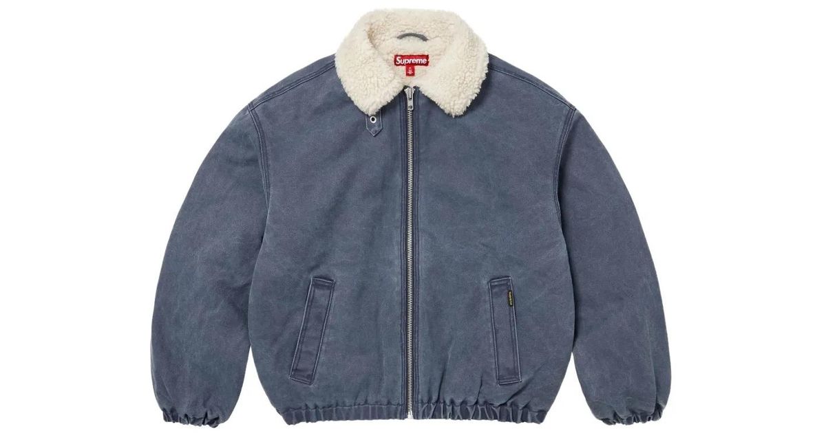 Supreme Sherling Lined Bomber Jacket in Blue for Men | Lyst UK