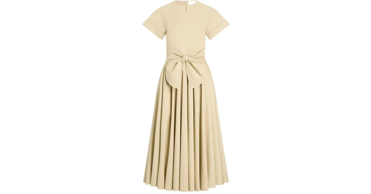 Patou Knot Midi Dress in Natural | Lyst UK