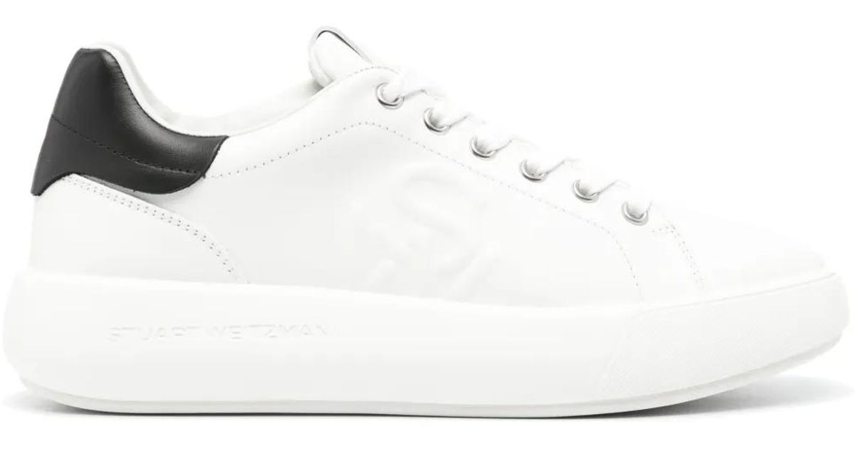 Stuart Weitzman Sw Pro Leather Sneakers in White | Lyst