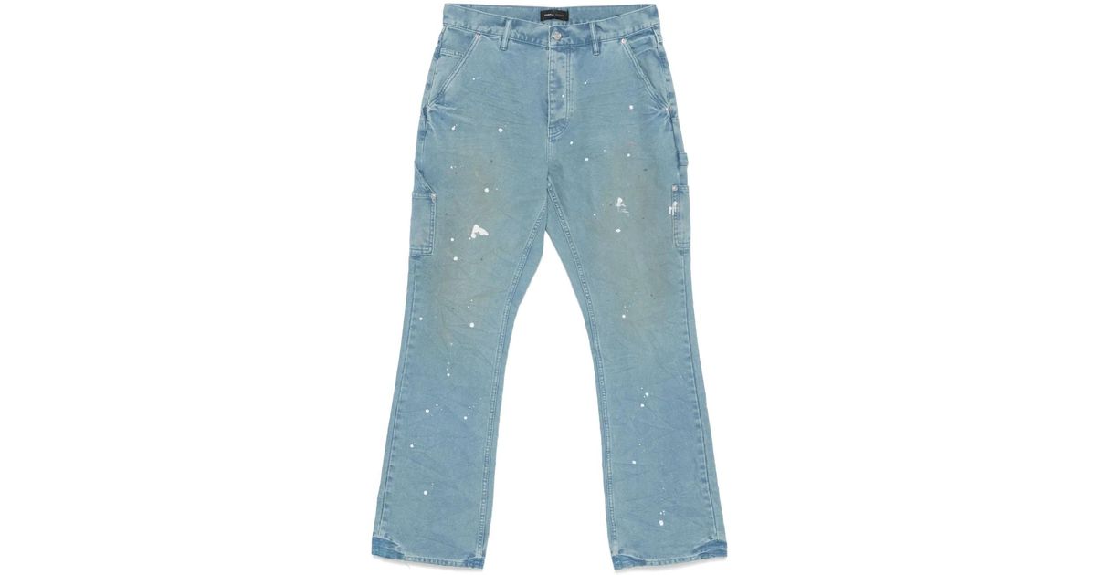 Purple Brand Paint-Splatter Trousers in Blue for Men | Lyst