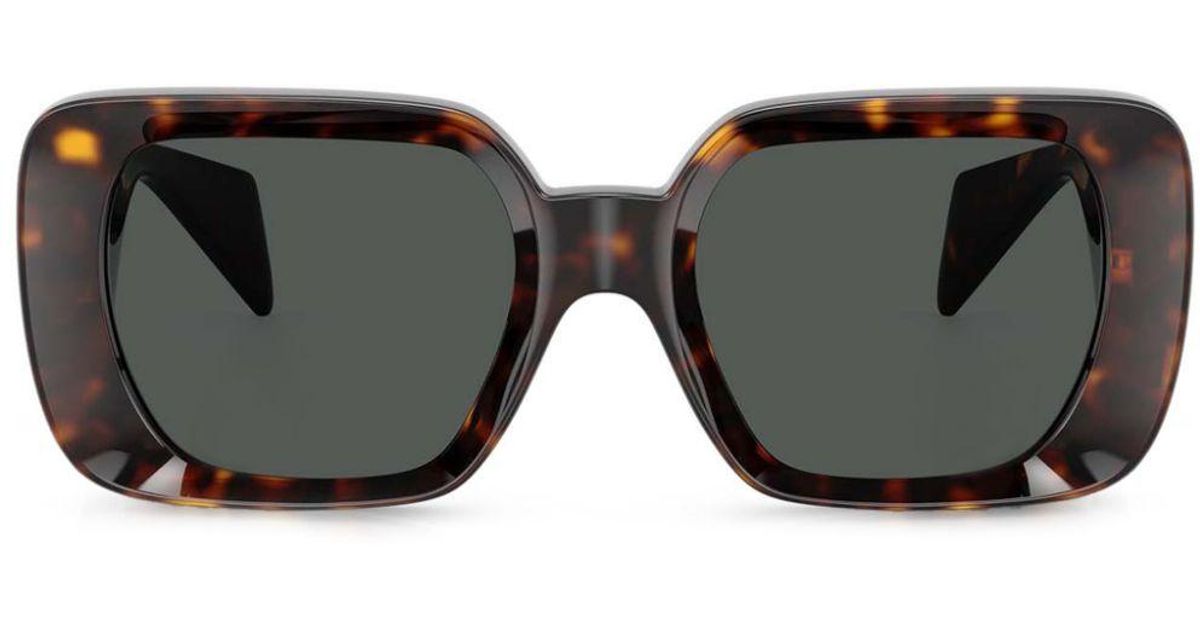 Versace Tortoise-Shell Square Frame Sunglasses in Black | Lyst