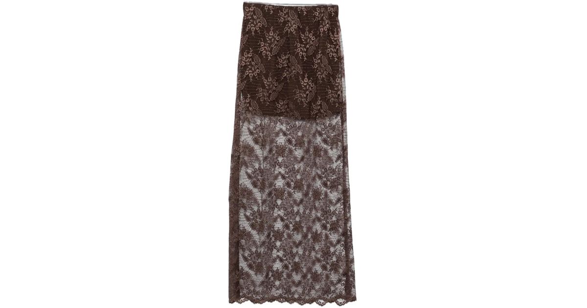 So Allure Lace Maxi Skirt in Brown | Lyst UK