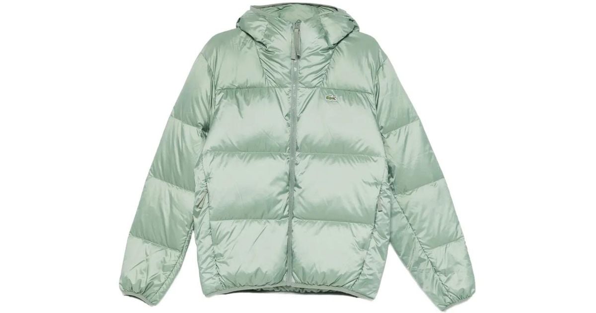 Lacoste Hooded Zip Coat in Green for Men | Lyst
