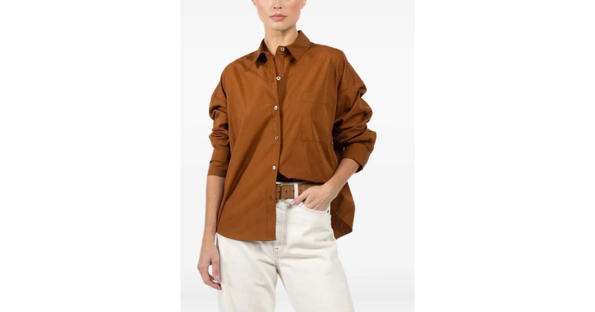 Arlo Mott Cotton Shirt in Brown | Lyst UK