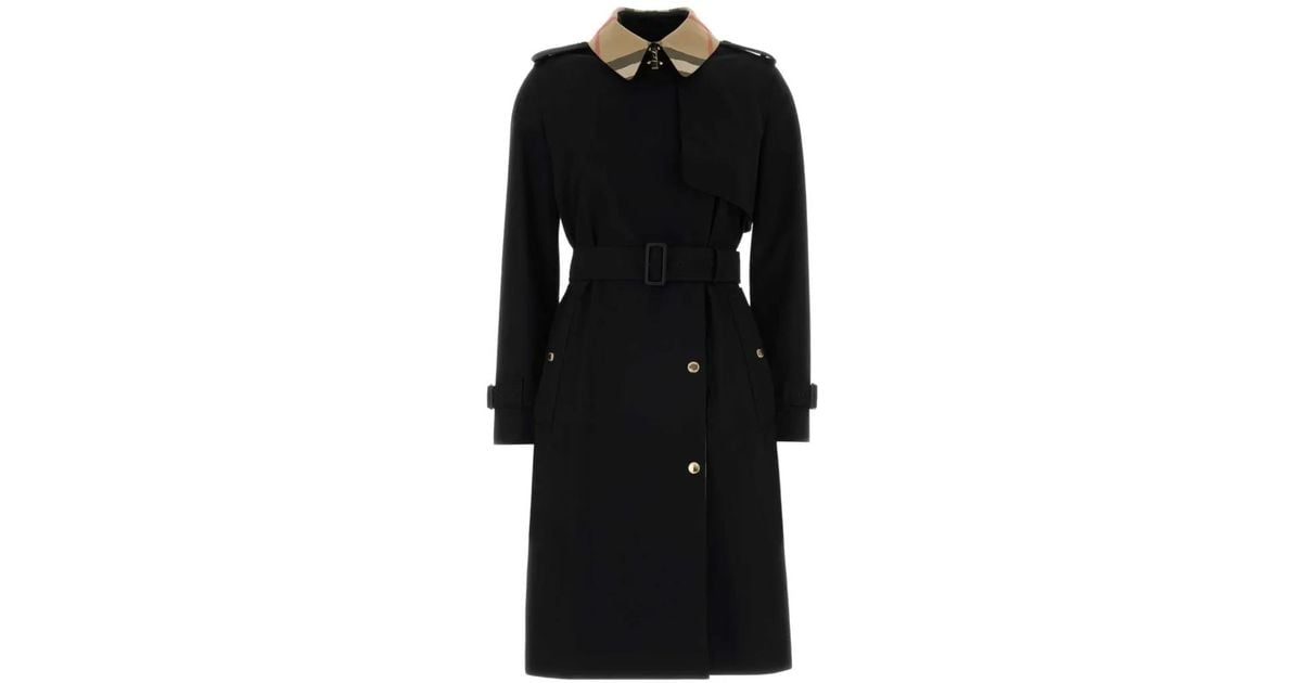 Burberry Belted Trench Coat in Black | Lyst UK