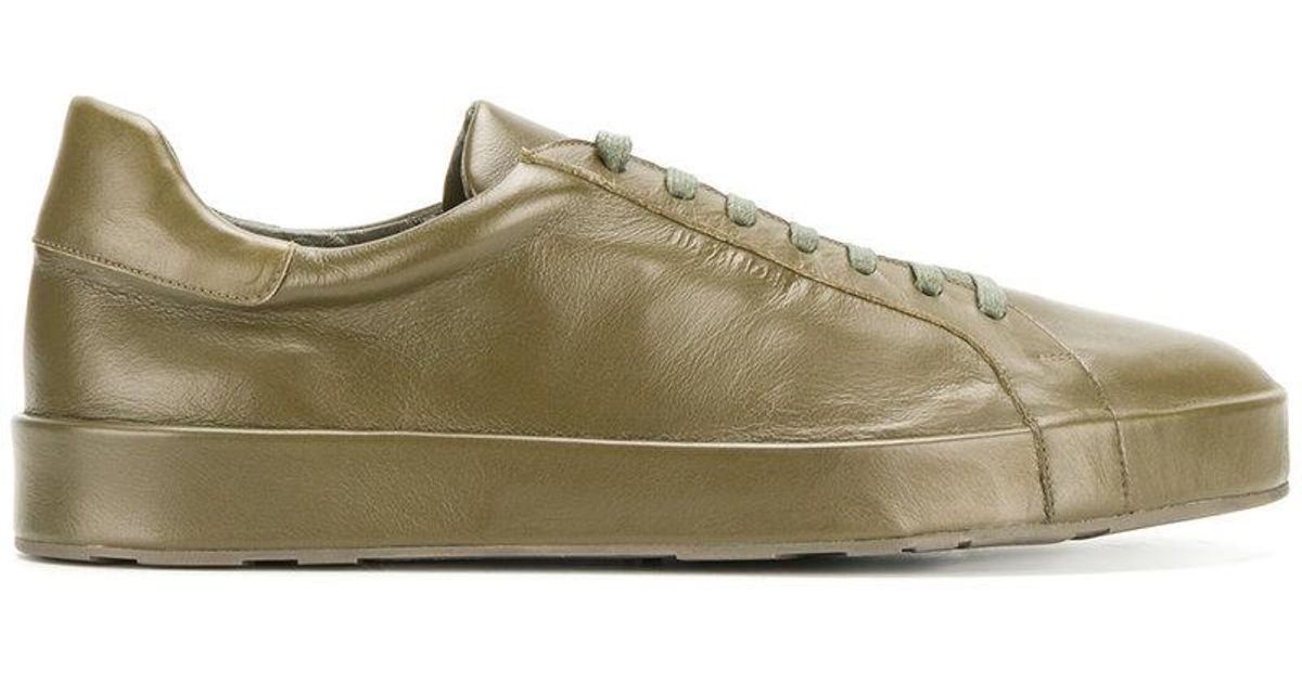 Jil Sander Leather Low Top Sneakers in Green for Men - Lyst