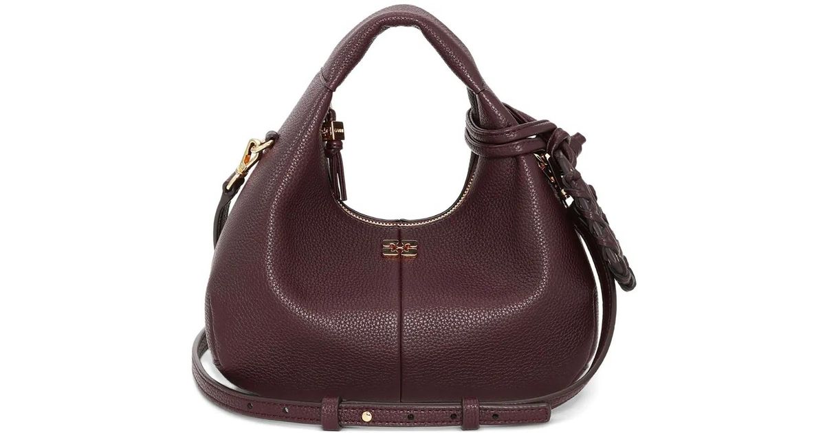 Ganni Mini Textured Leather Tote Bag in Purple | Lyst