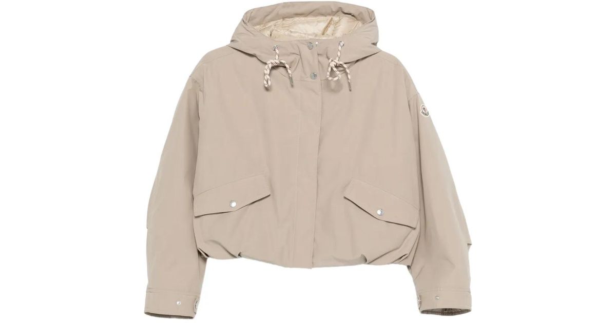 Moncler Waterproof Jacket With Hood in Natural | Lyst UK