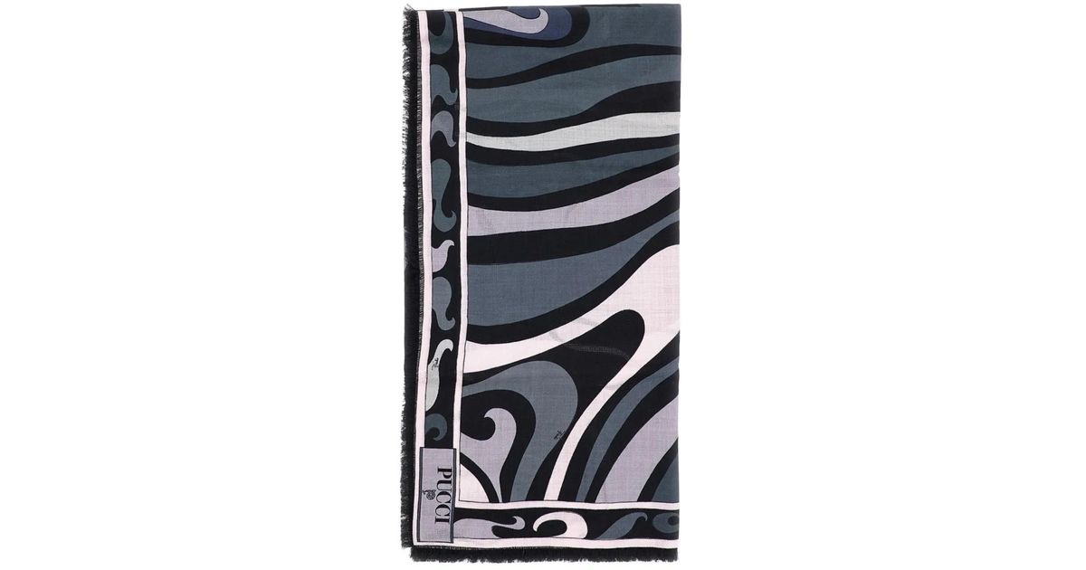 PUCCI Abstract-Print Scarf in Grey | Lyst UK