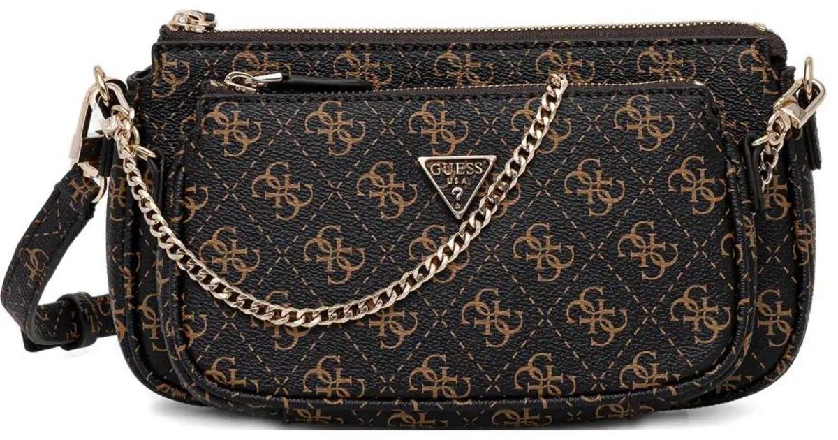 Guess Monogram Chain Cross-Body Bag in Black | Lyst