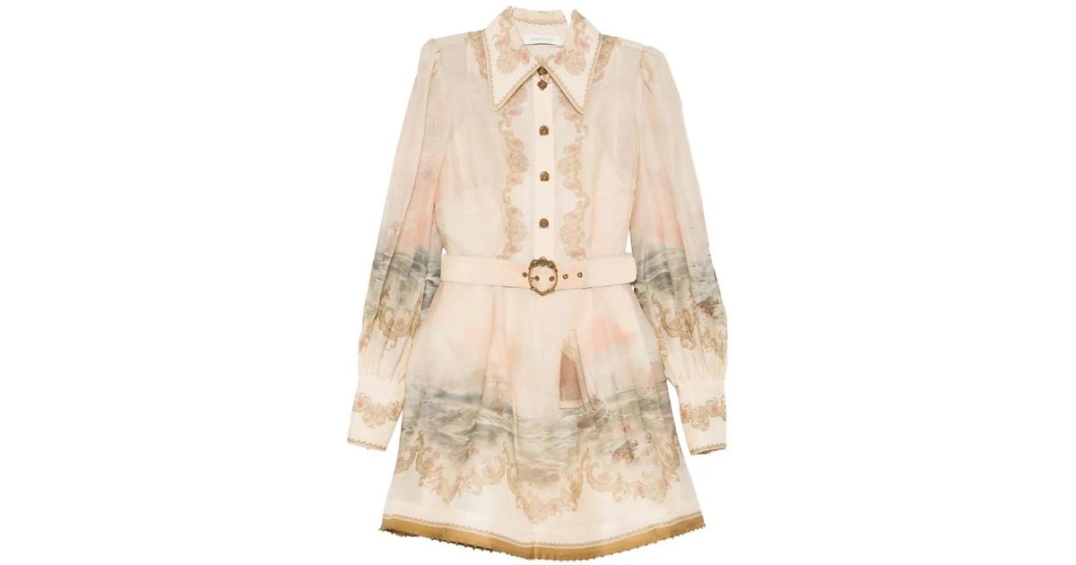 Zimmermann Rebellion Marine Long-Sleeve Dress in White | Lyst UK