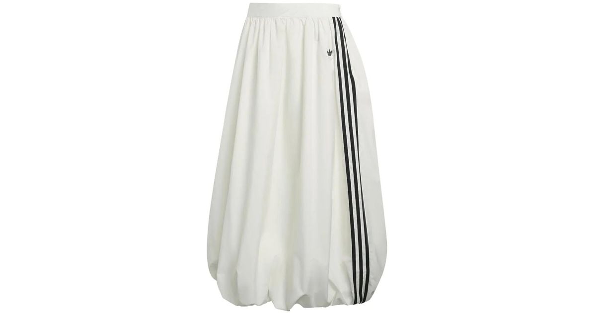 adidas Balloon Stripe Long Skirt in White | Lyst UK