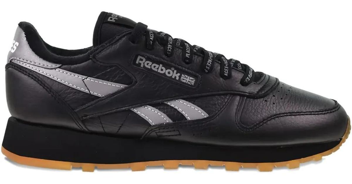 Reebok Classic Places+Faces Leather Sneakers in Black | Lyst