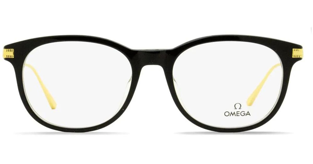 OMEGA EYEWEAR Round-Frame Engraved-Logo Glasses in Black for Men | Lyst