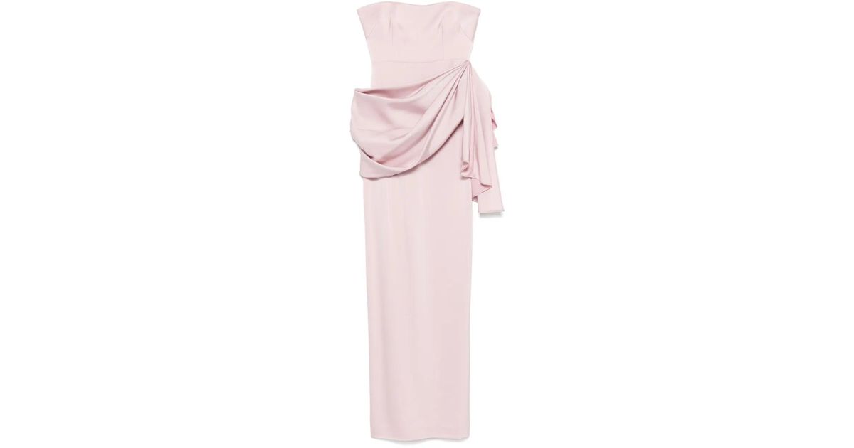 Alex Perry Strapless Satin Maxi Dress in Pink | Lyst