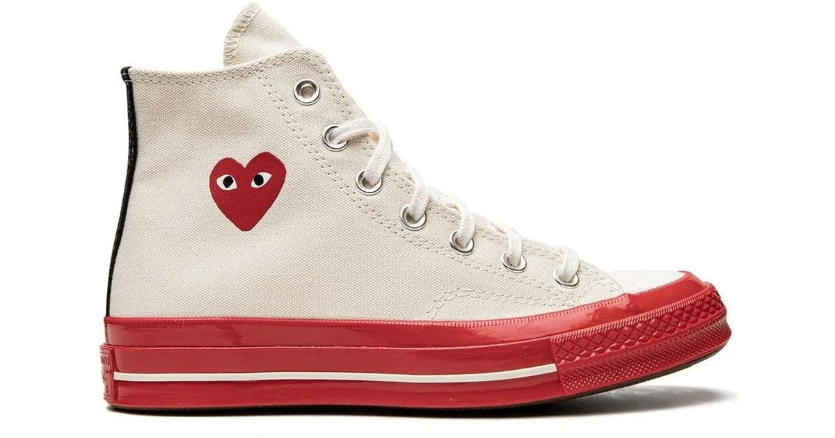 Converse X Cdg Play Chuck 70 High "Pristine" Sneakers in Red for Men | Lyst