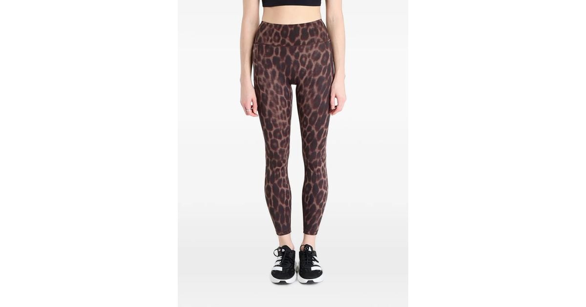 adidas Optimé Power Leopard-Print Leggings in Brown | Lyst UK