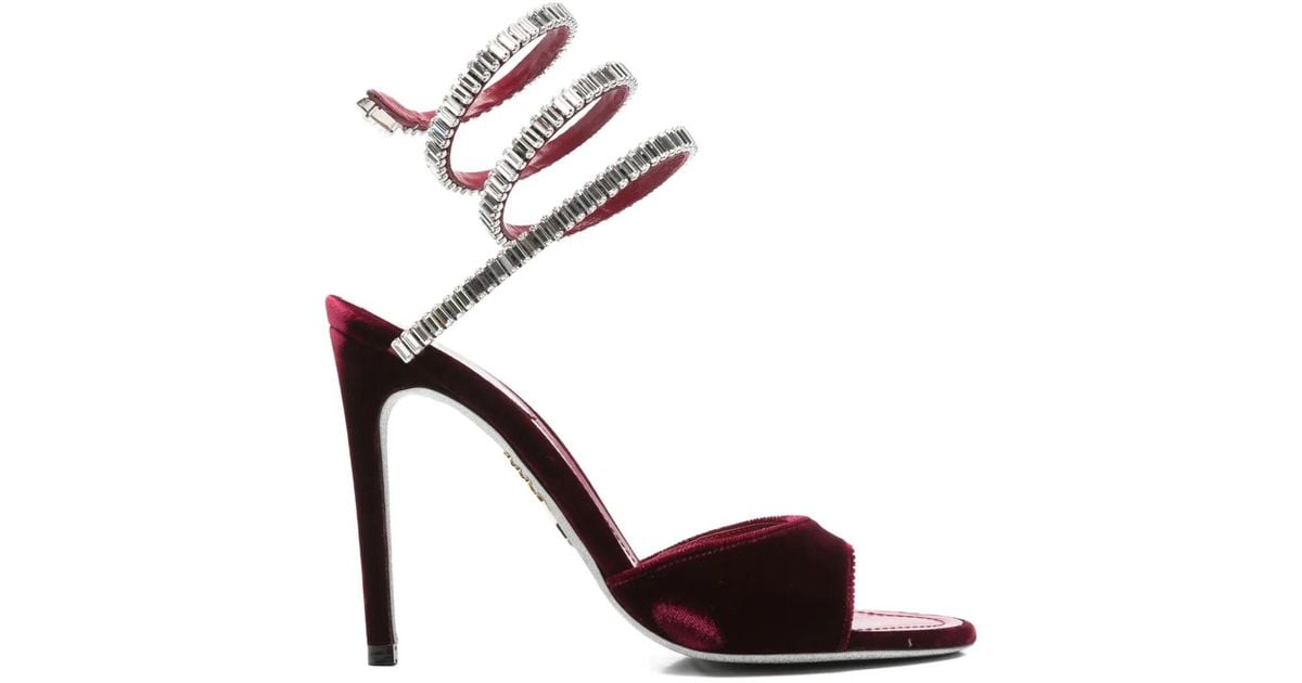 Rene Caovilla 105Mm Cleo Spark Sandals in Red | Lyst UK