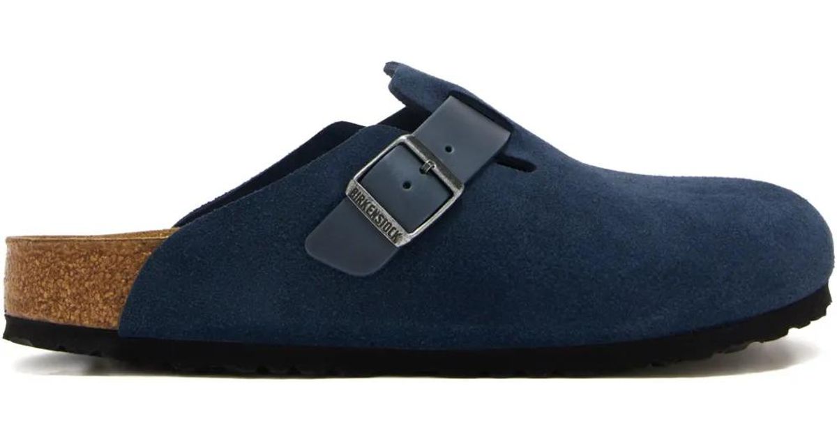 Birkenstock Boston Suede Clogs in Blue for Men | Lyst