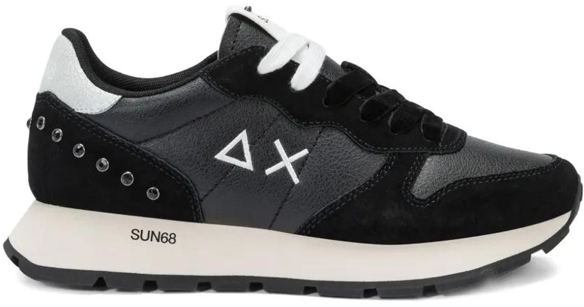 Sun 68 Ally Studs Logo-Detail Sneakers in Black | Lyst UK