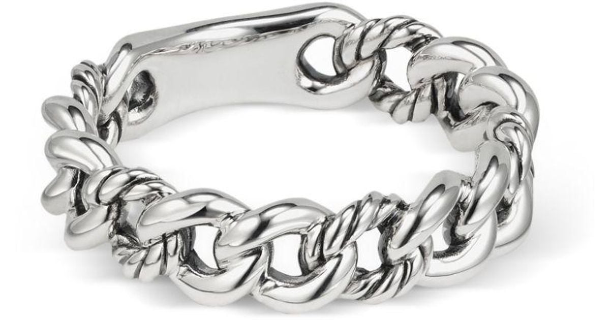 David Yurman Sterling Belmont Curb Link Band Ring (5Mm) in White | Lyst