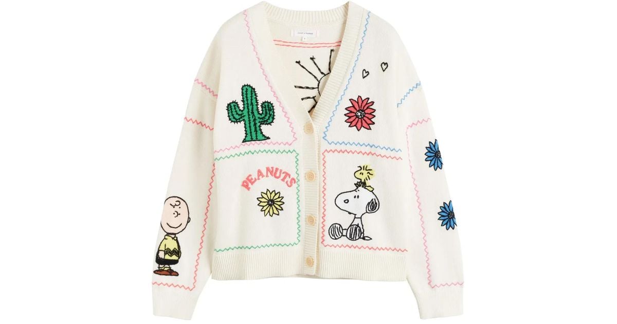 Chinti & Parker X Snoopy Peanuts Vacation Cardigan in White | Lyst