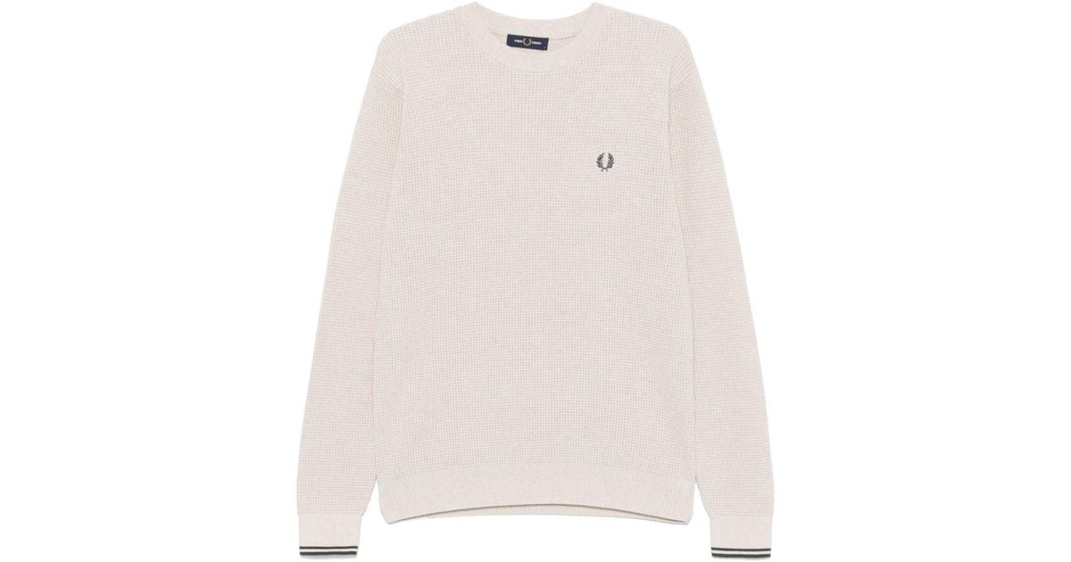 Fred Perry Waffle-Stitch Sweater in Natural for Men | Lyst