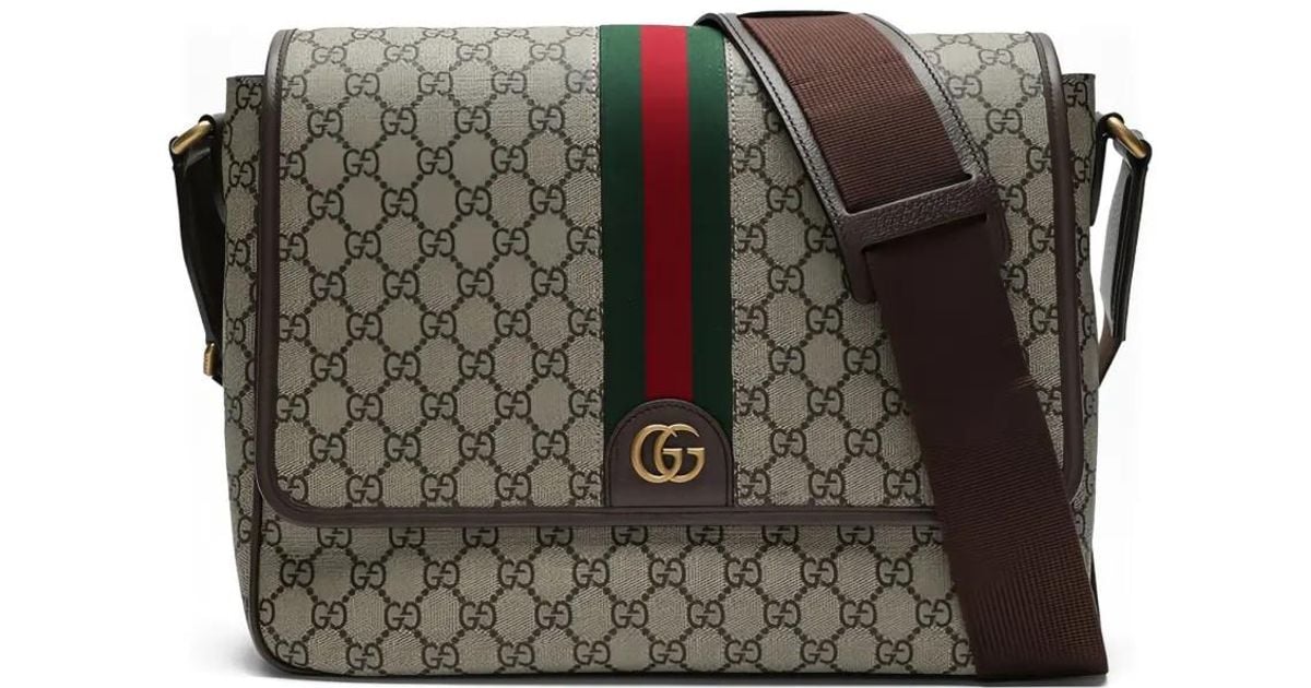 Gucci Ophidia Gg Monogram Messenger Bag in Black for Men | Lyst