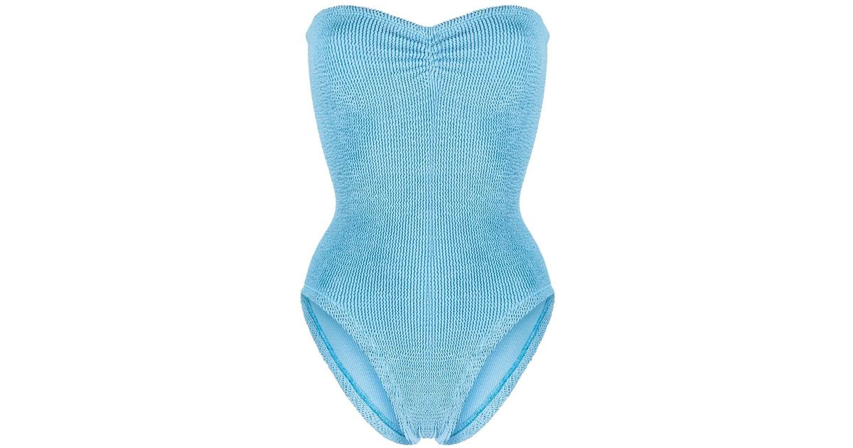 Hunza G Brooke Strapless Swimsuit In Blue Lyst