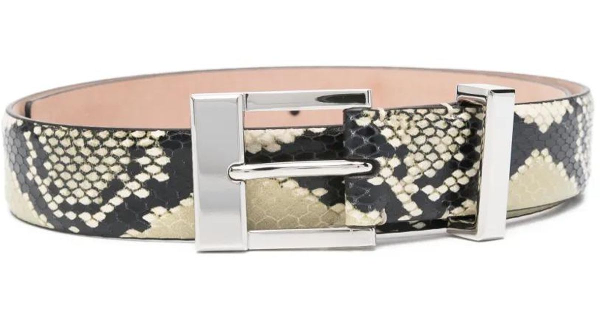 KHAITE Snake-Effect Metal Belt in White | Lyst