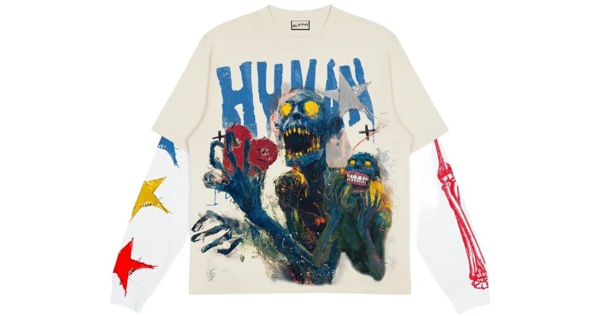 ALL HUMAN Graphic Long-Sleeve T-Shirt in Blue for Men | Lyst UK