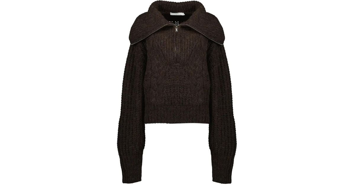 IRO Zip High-Neck Sweater in Black | Lyst UK