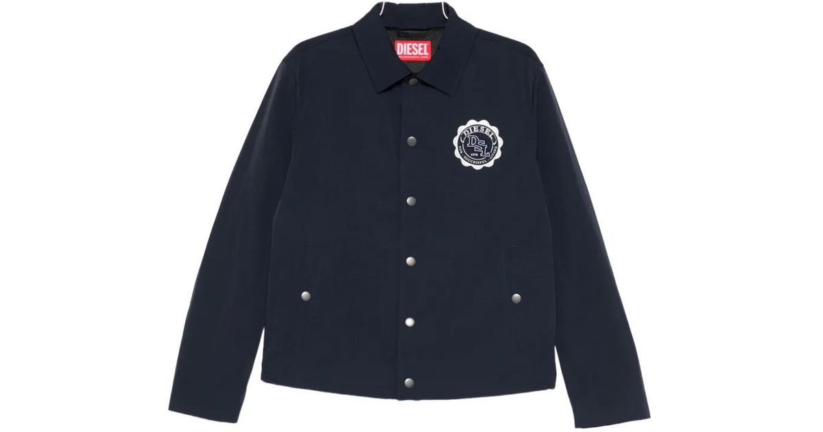 DIESEL Badge Button Jacket in Blue for Men | Lyst UK