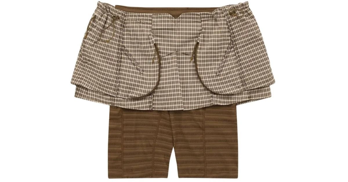 Nike X Knwls Check-Pattern Mini Skirt in Natural | Lyst