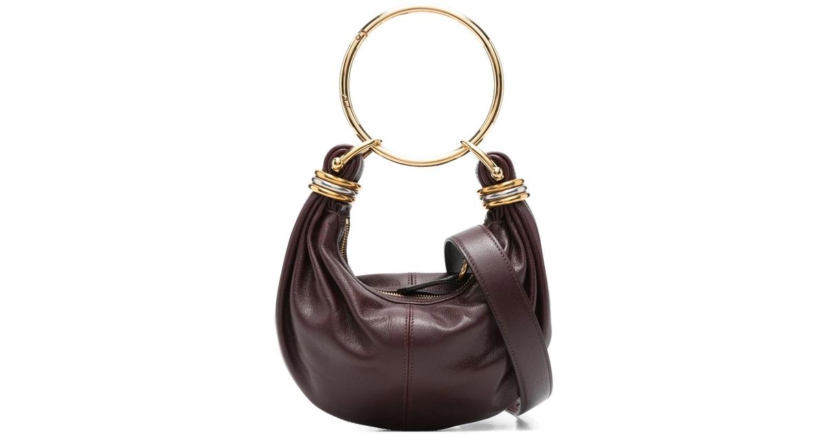 Chloé Circular-Handle Leather Tote Bag in Brown | Lyst