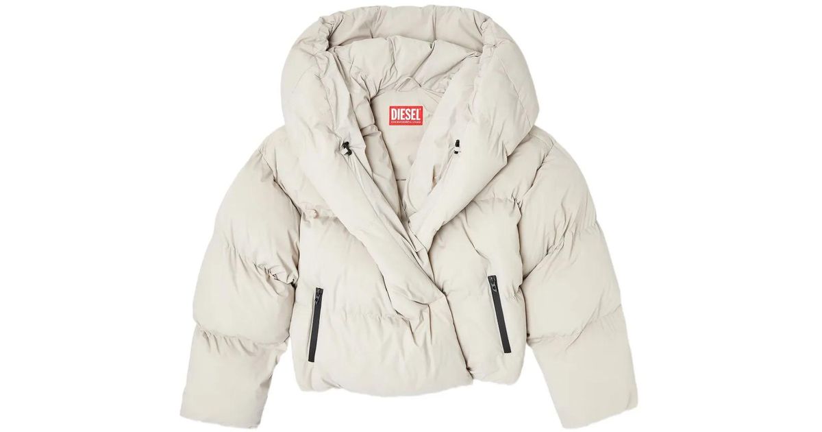 DIESEL W-Iley-T1 Hooded Down Jacket in Gray | Lyst