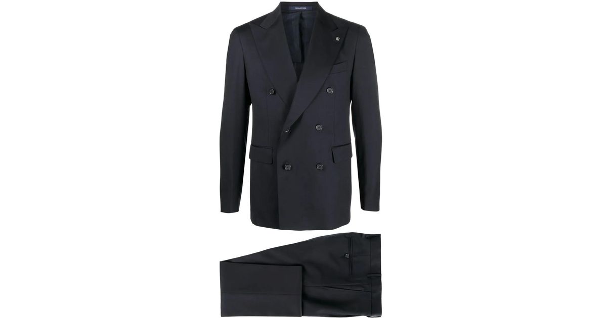 Tagliatore Double-Breasted Wool Suit in Blue for Men | Lyst UK