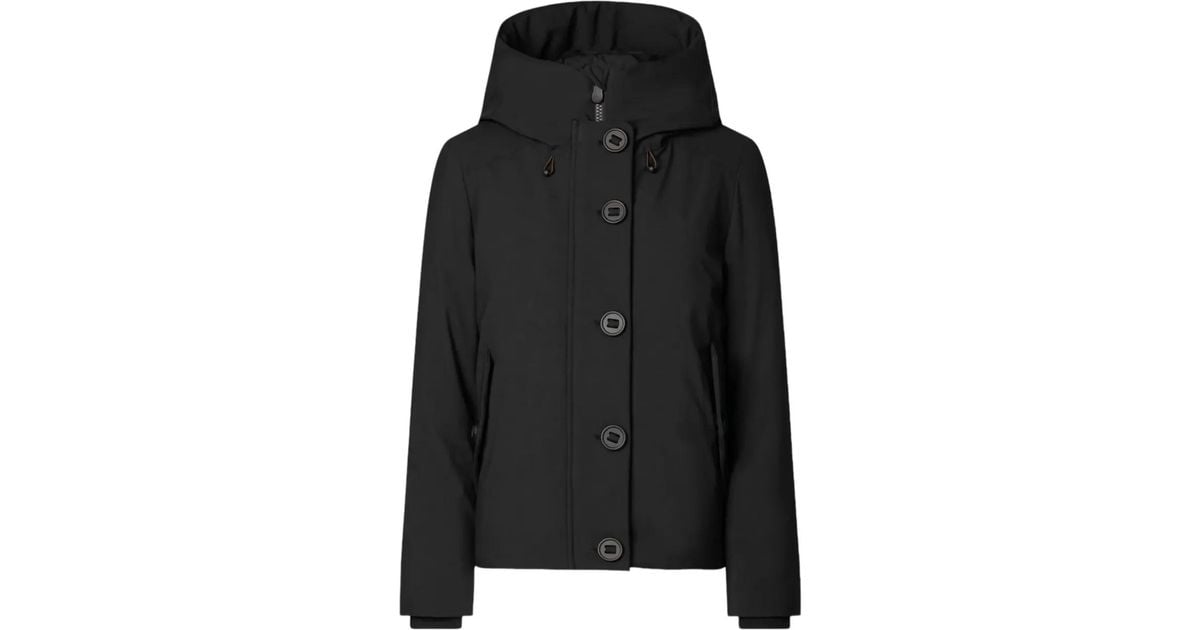 Save The Duck Shanon Button Hooded Jacket in Black | Lyst