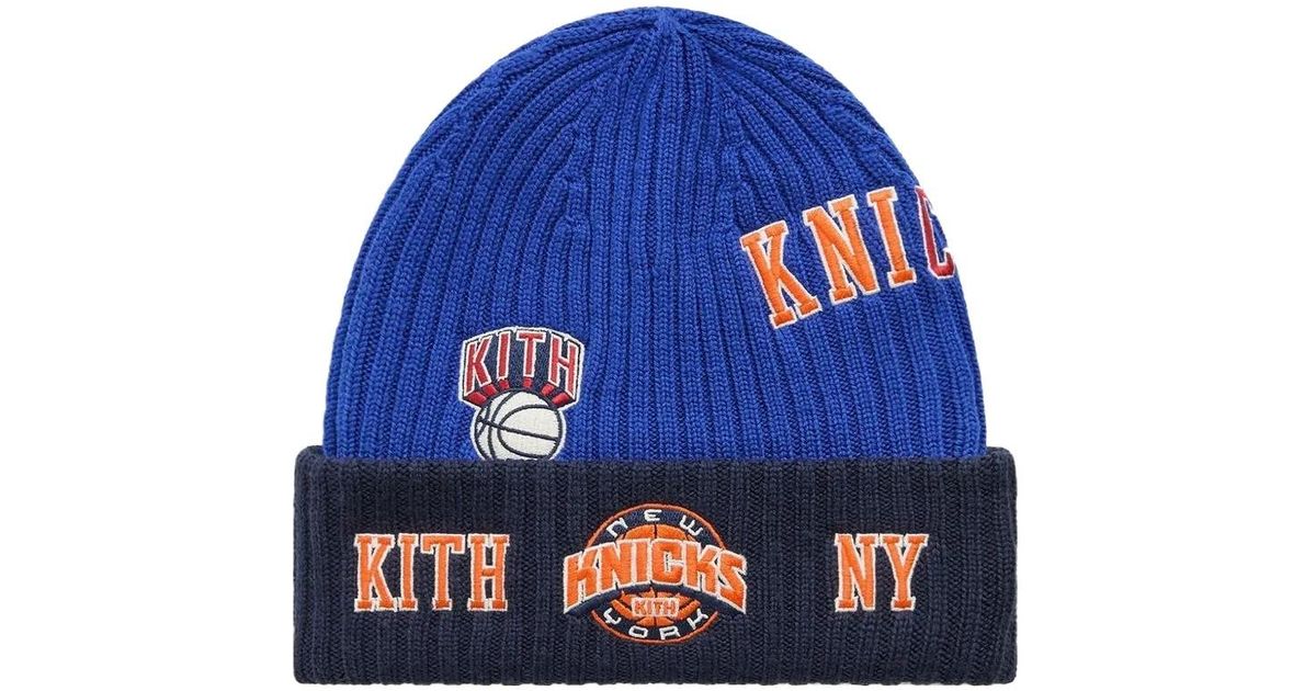 Kith X New Era X New York Knicks Logo-Appliqué Beanie in Blue for Men ...