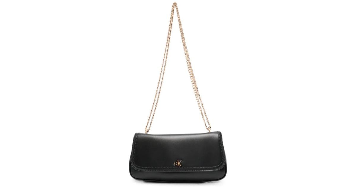 Calvin Klein Small Logo-Plaque Chain-Strap Shoulder Bag in White | Lyst UK