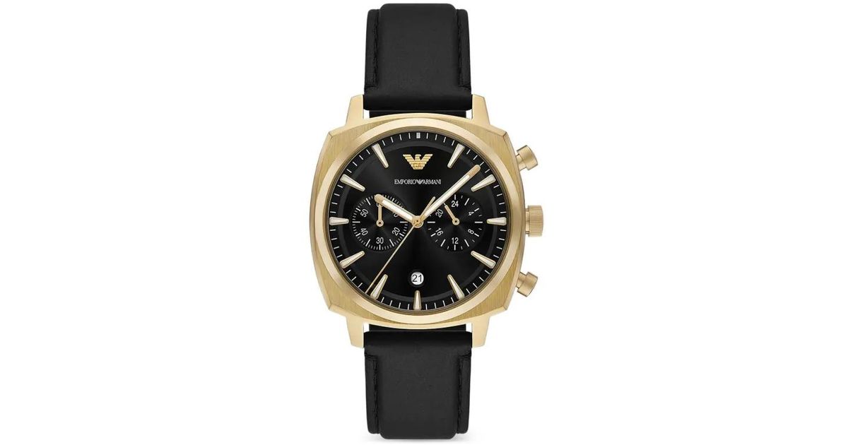 Emporio Armani Round-Face 43Mm in Black for Men | Lyst UK