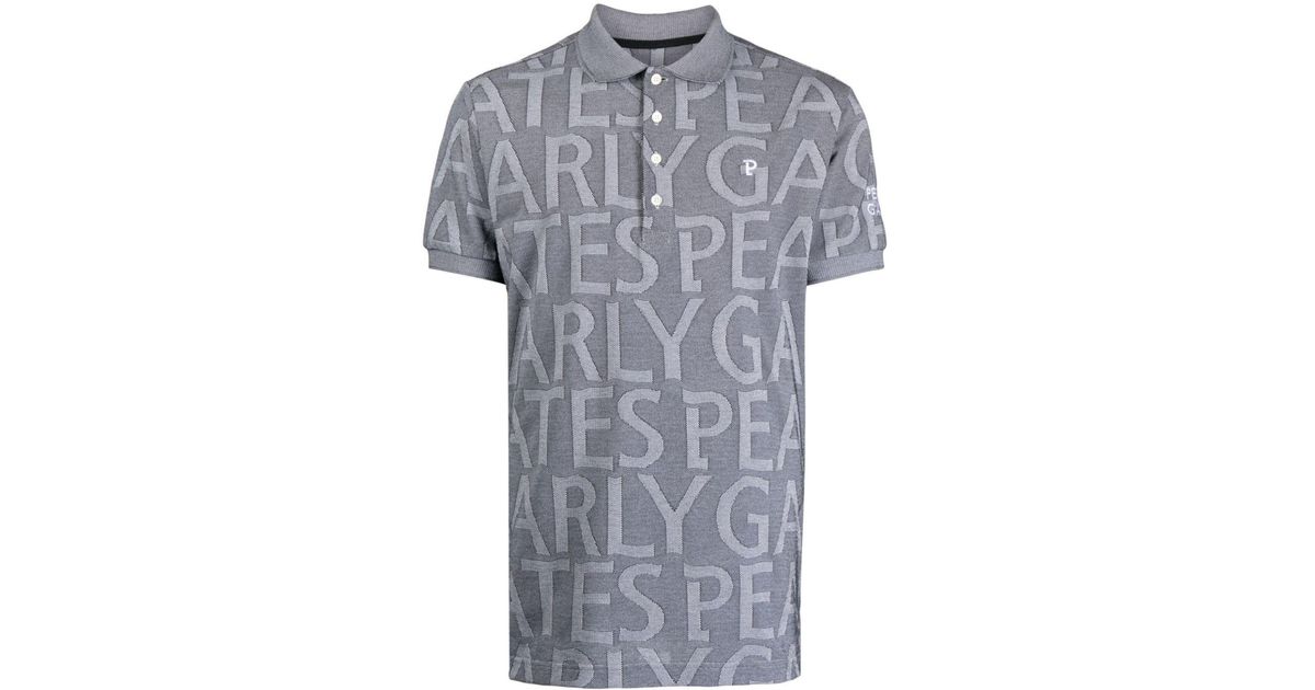 PEARLY GATES Logo-Jacquard Polo Shirt in Gray for Men | Lyst