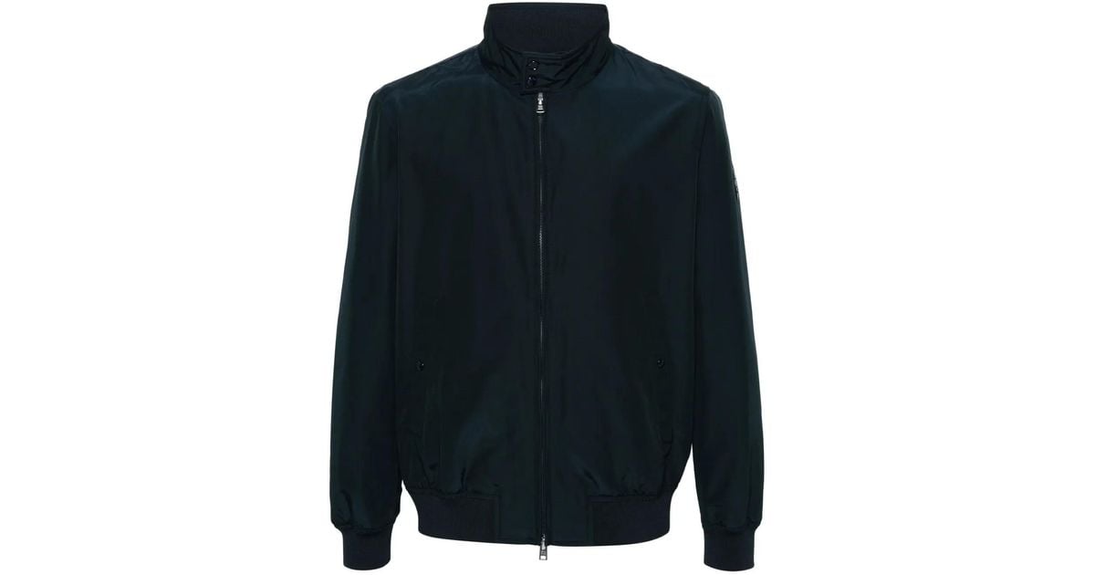 Woolrich Logo Patch Bomber Jacket in Blue for Men | Lyst UK