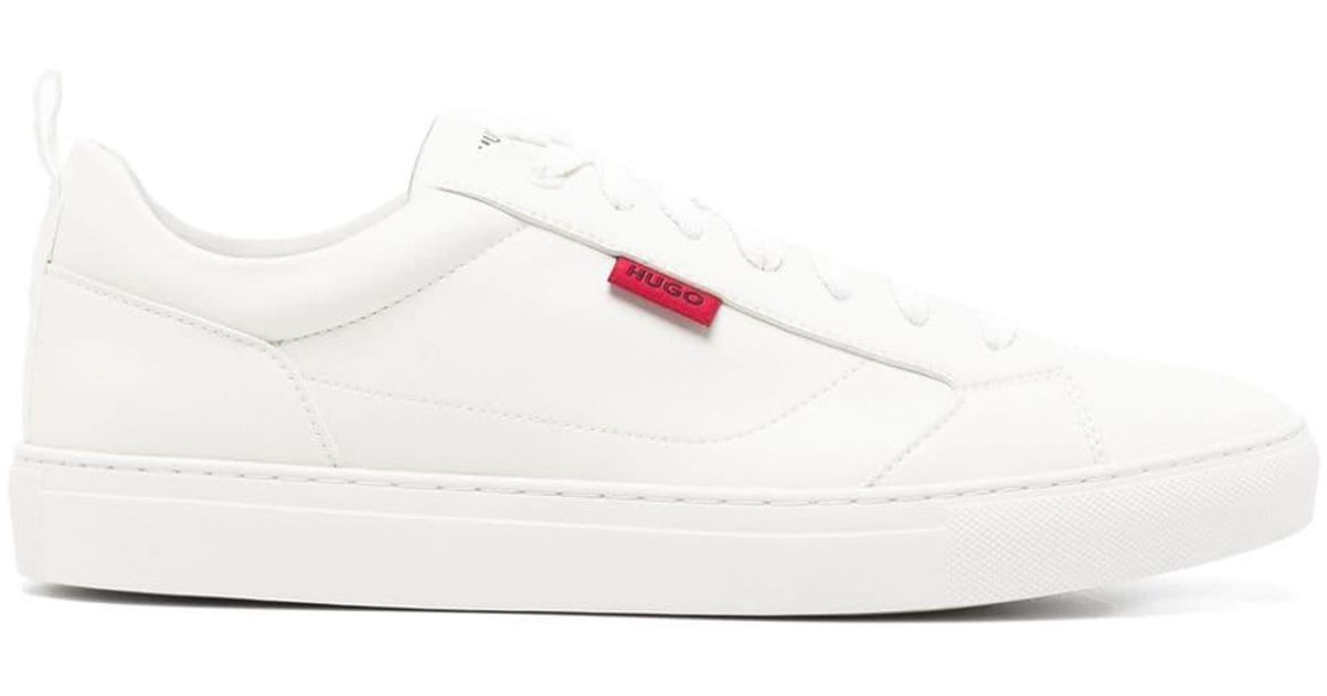 HUGO Logo-Tag Sneakers in White for Men | Lyst